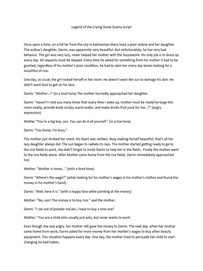 Crying Stone Drama Script | PDF | Poetry