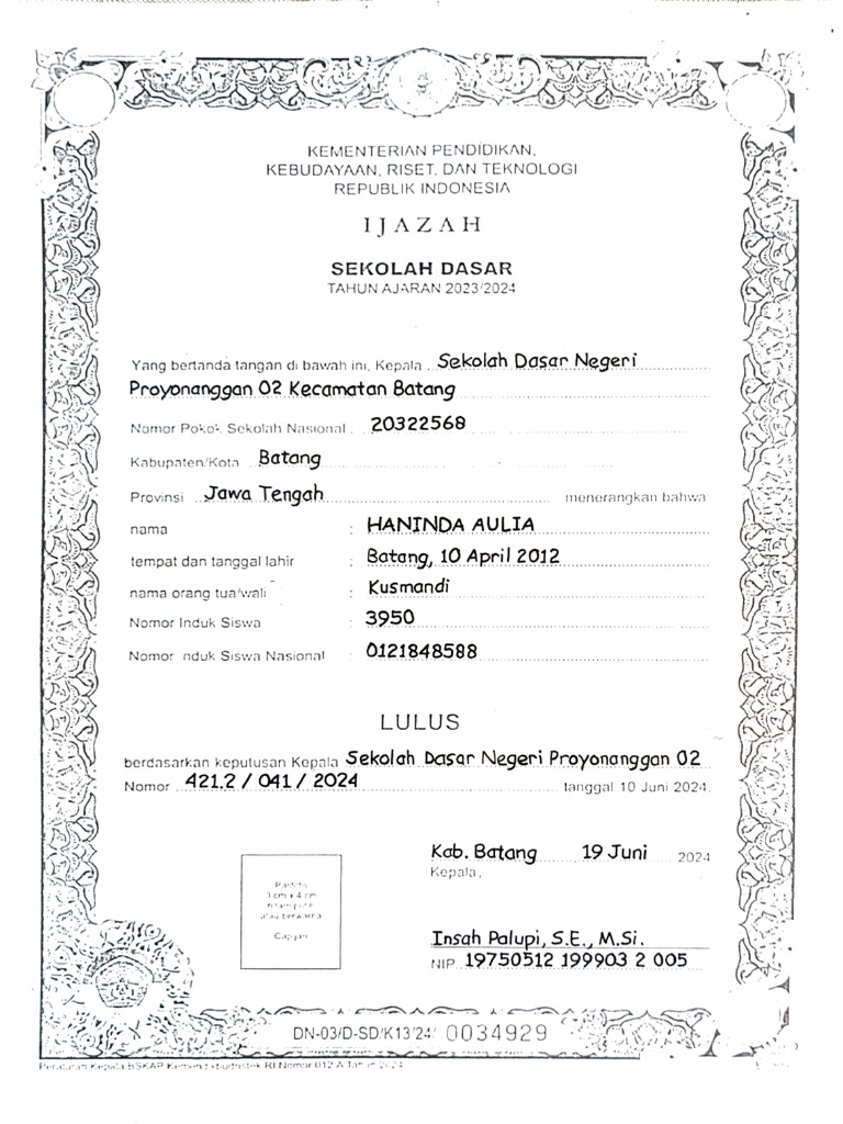 Contoh Ijazah 2024 | PDF
