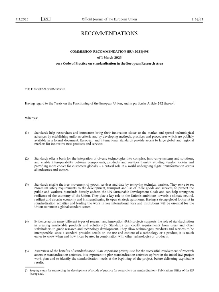 EU Code of Practice on Standardisation | PDF | Standardization ...