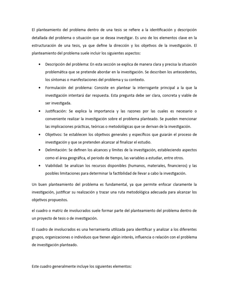 Que Es El Planteamiento de Un Problema | PDF