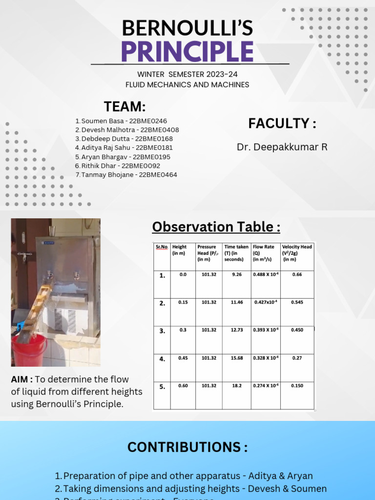 Bernoulli's Principle Experiment Report | PDF