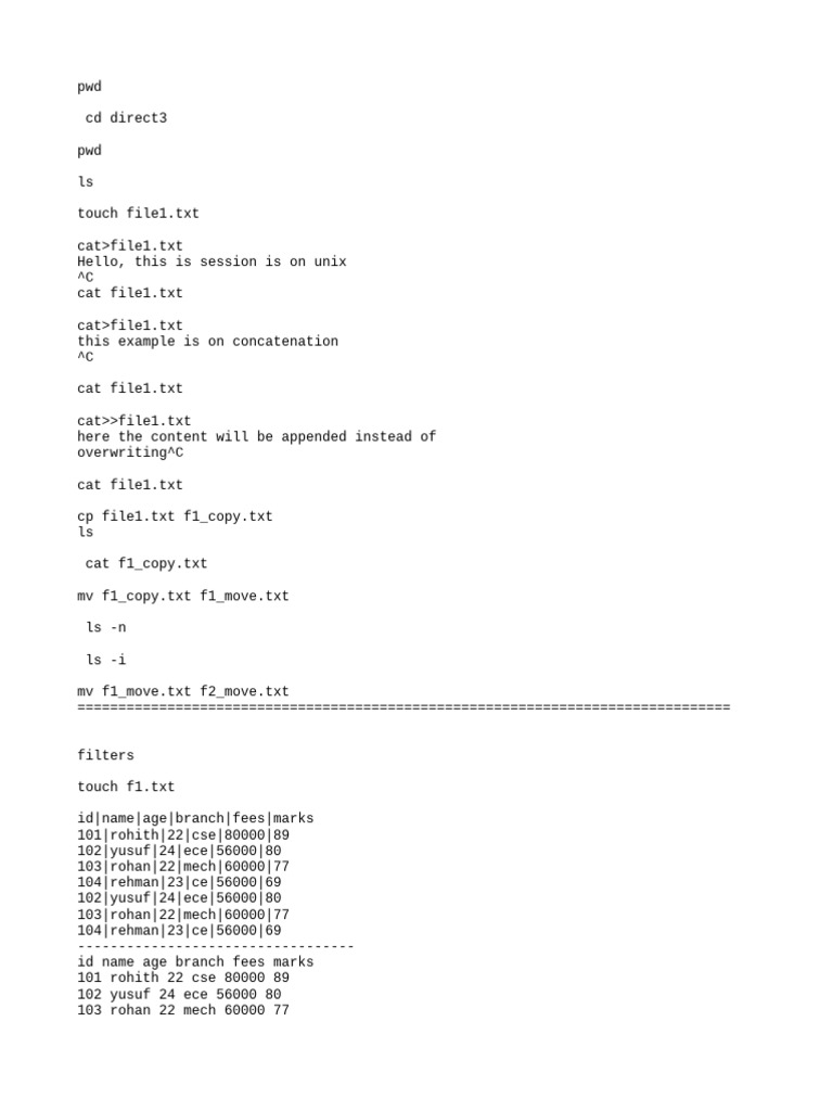 UNIX Commands | PDF | Text File | Computing