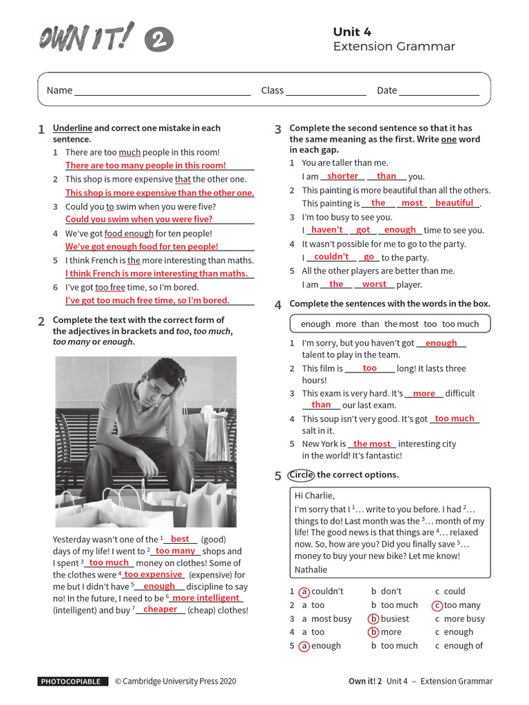 Extension Grammar Unit4 With Answers | PDF | Linguistic Morphology | Language Mechanics
