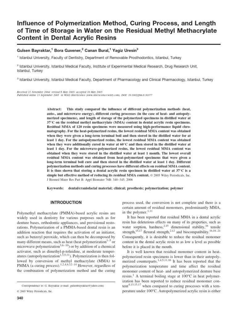 Bay Rak Tar 2006 | PDF | Poly(Methyl Methacrylate) | Polymerization