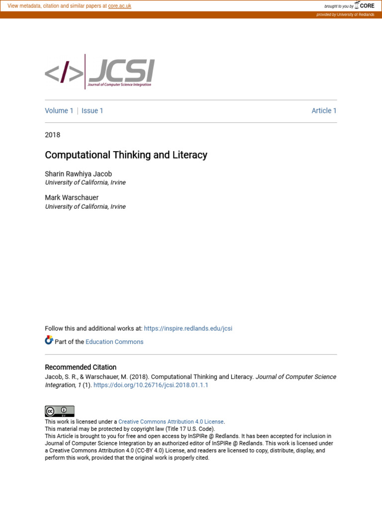 Computational Thinking and Literacy | PDF | Literacy | Semantics