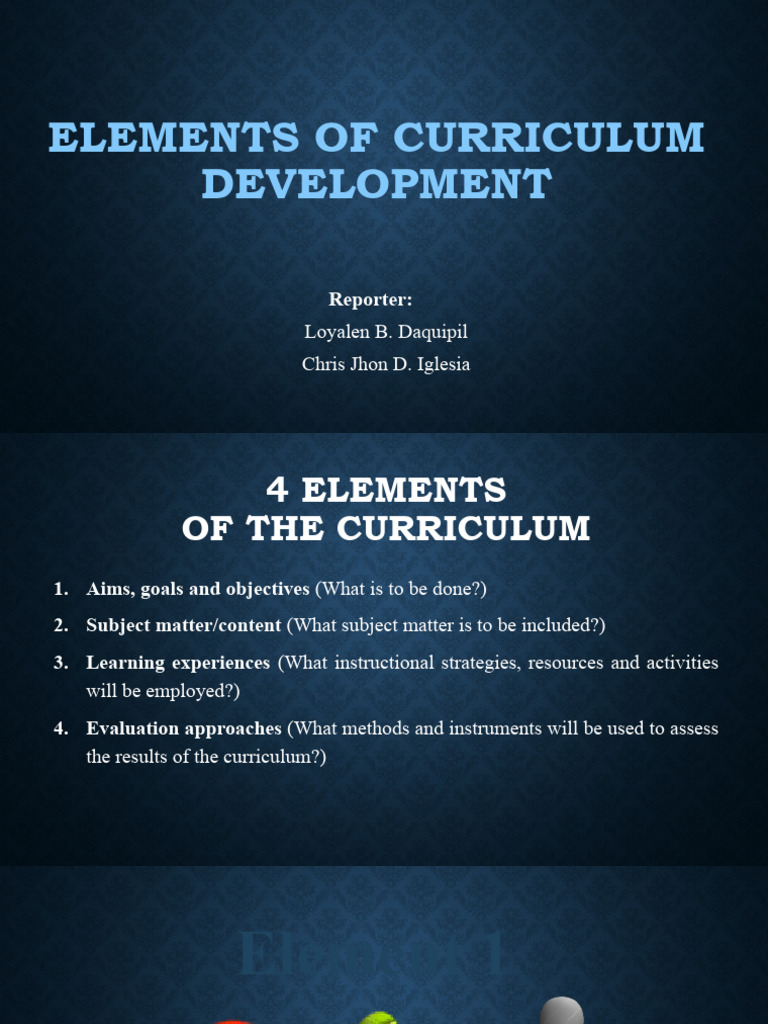 Elements or Components of Curriculum | PDF | Curriculum | Learning