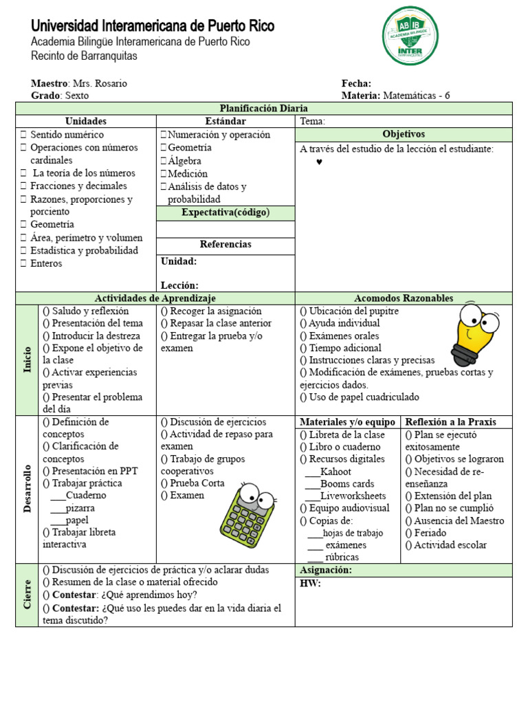 Modelo de Planificacion - 6to | PDF | Geometría | Matemáticas