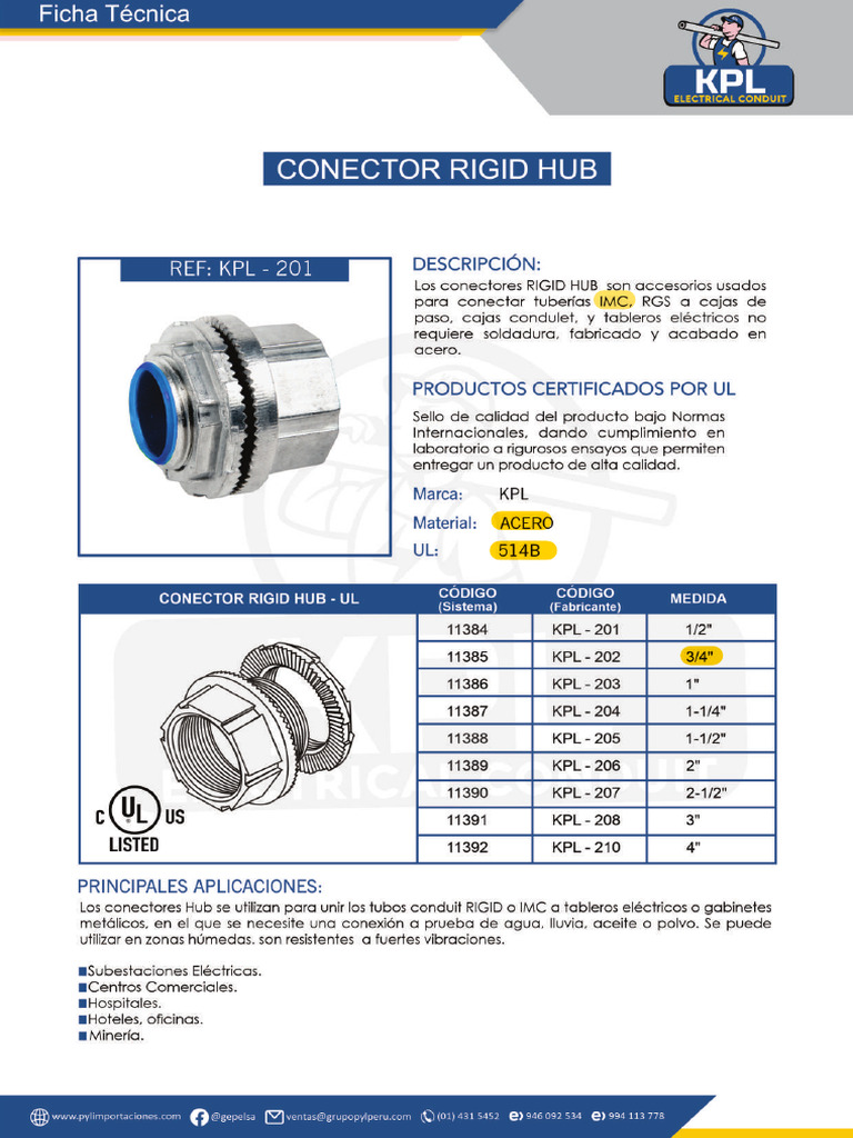 Conector Rigid Hub KPL | PDF