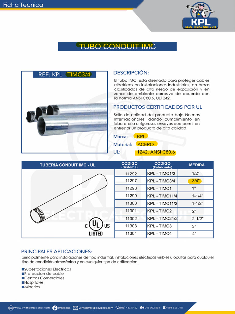 Tubo Conduit Imc KPL | PDF