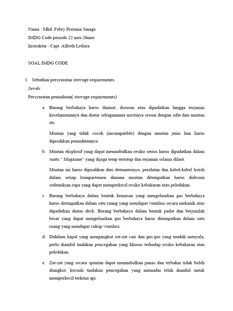 Imdg Code Soal | PDF