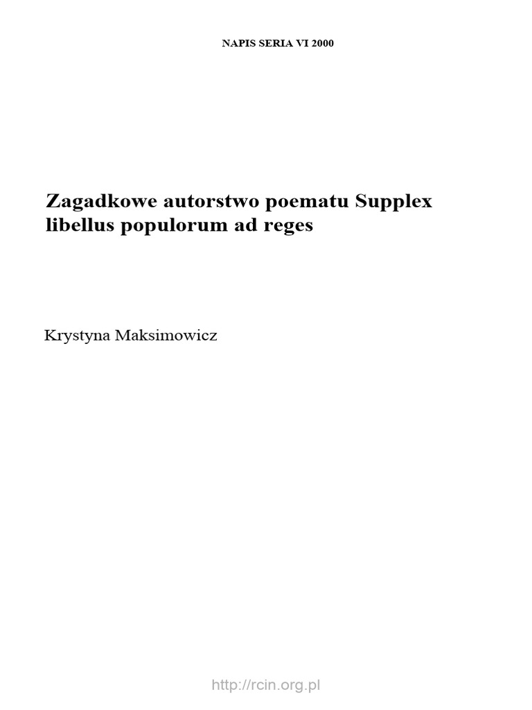 Maksimowicz K - Zagadkowe Autorstwo Poematu Supple | PDF