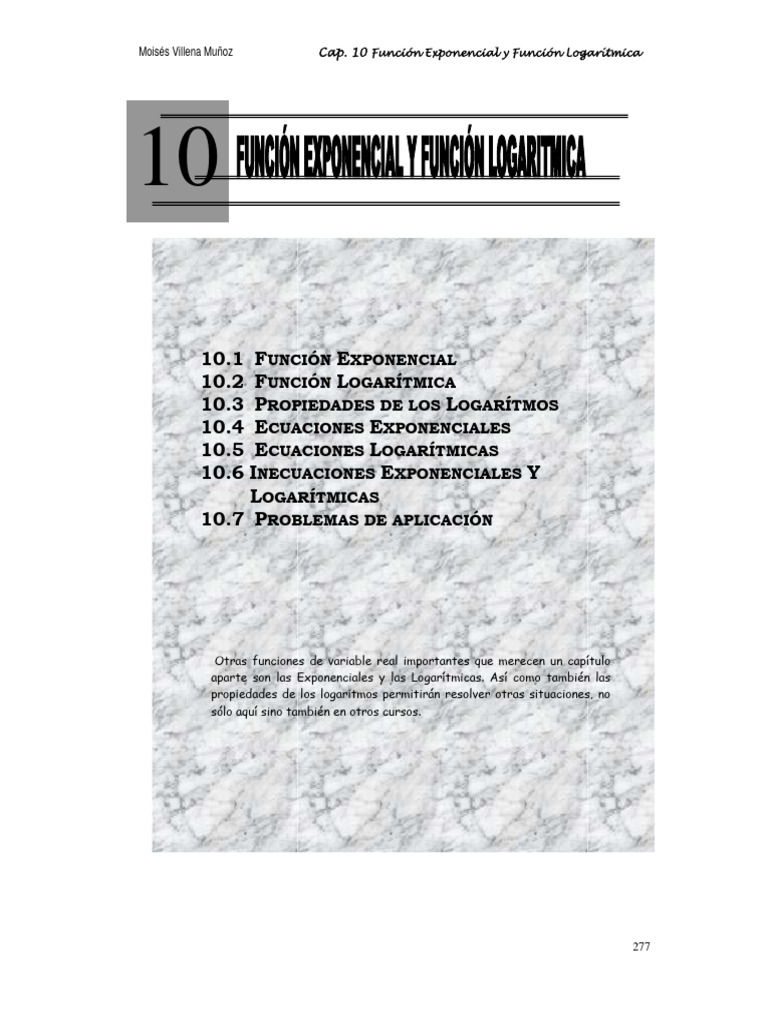 10 Func Exponencial y Log | PDF | Logaritmo | Función (Matemáticas)