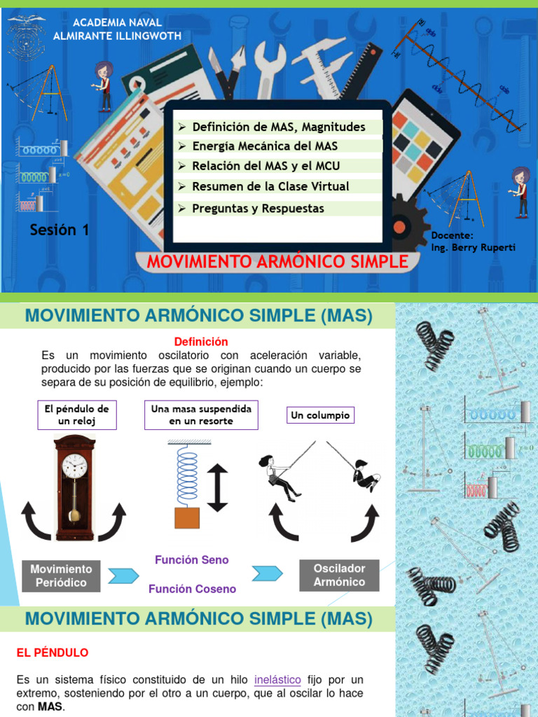 Sesión 1 - Movimiento Armonico Simple | PDF | Oscilación | Péndulo