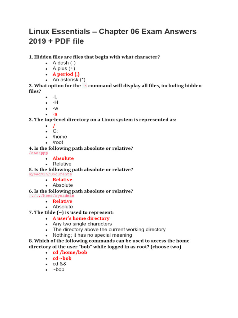 Linux Essentials Chapter 6 Exam Answers | PDF | Data Management ...