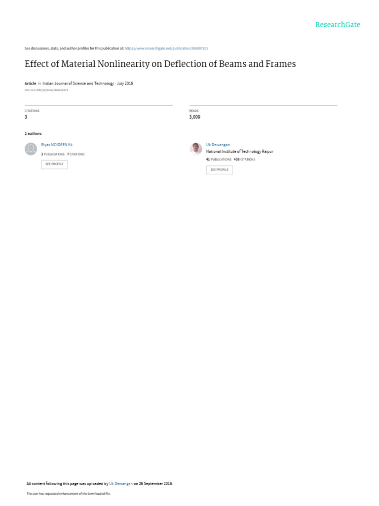 Effect of Material Nonlinearity On Deflection of B | PDF | Deformation ...