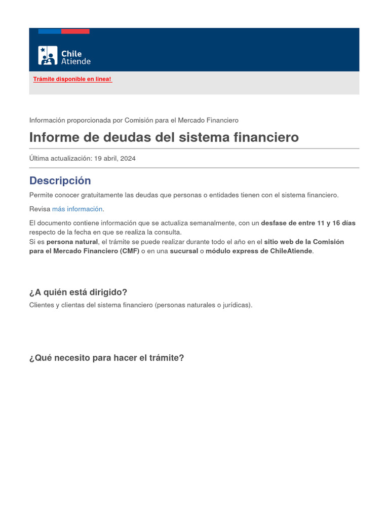 Informe de Deudas Del Sistema Financiero | Descargar gratis PDF | Documento de identidad ...