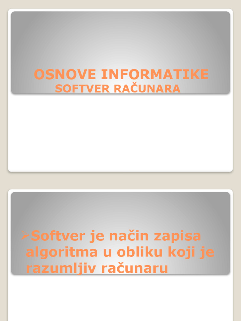 Osnove Informatike: Softver Računara | PDF
