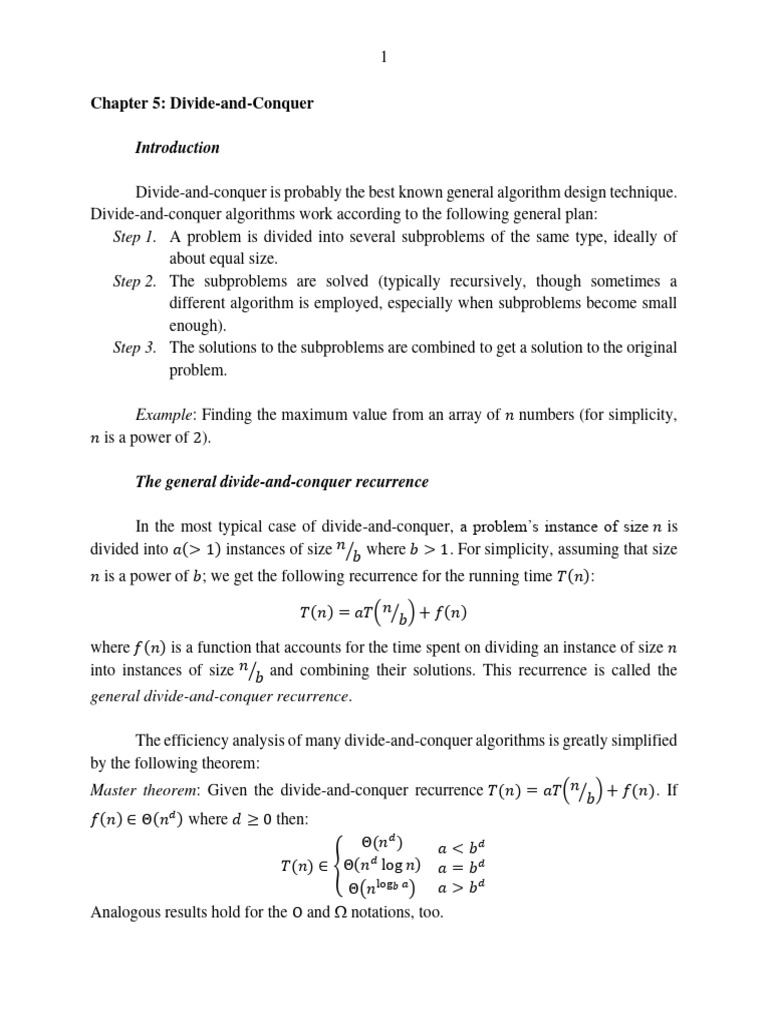 Chapter 5 Divide and Conquer Student | PDF | Mathematical Analysis | Algorithms