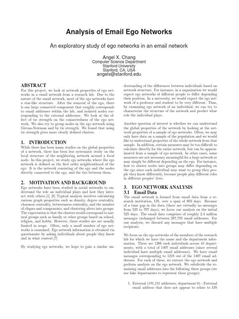 Email Ego Network Analysis Study | PDF | Vertex (Graph Theory) | Graph ...
