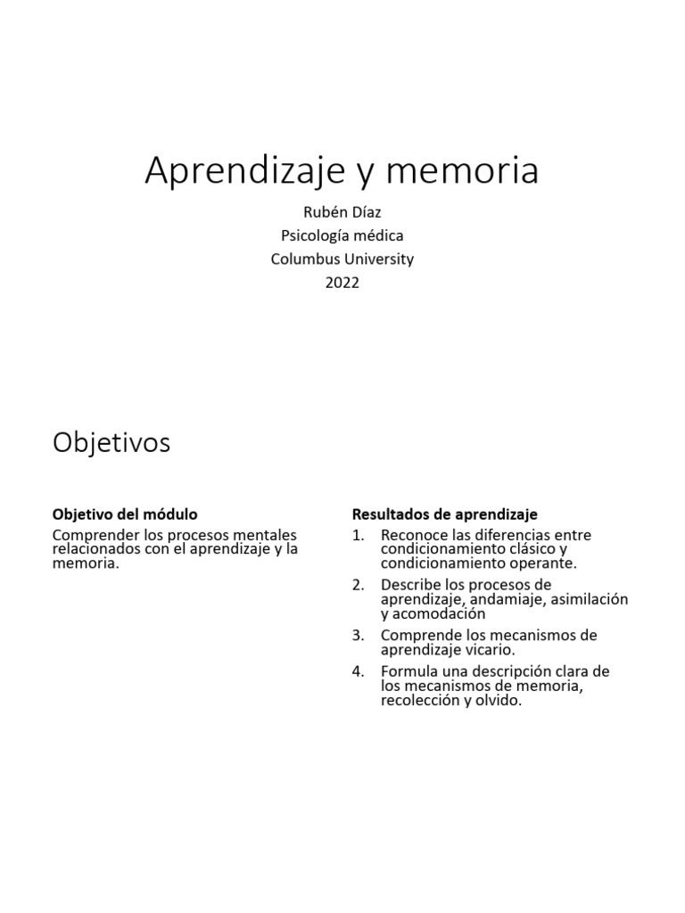 5_Aprendizaje-y-memoria | PDF | Memoria | Aprendizaje