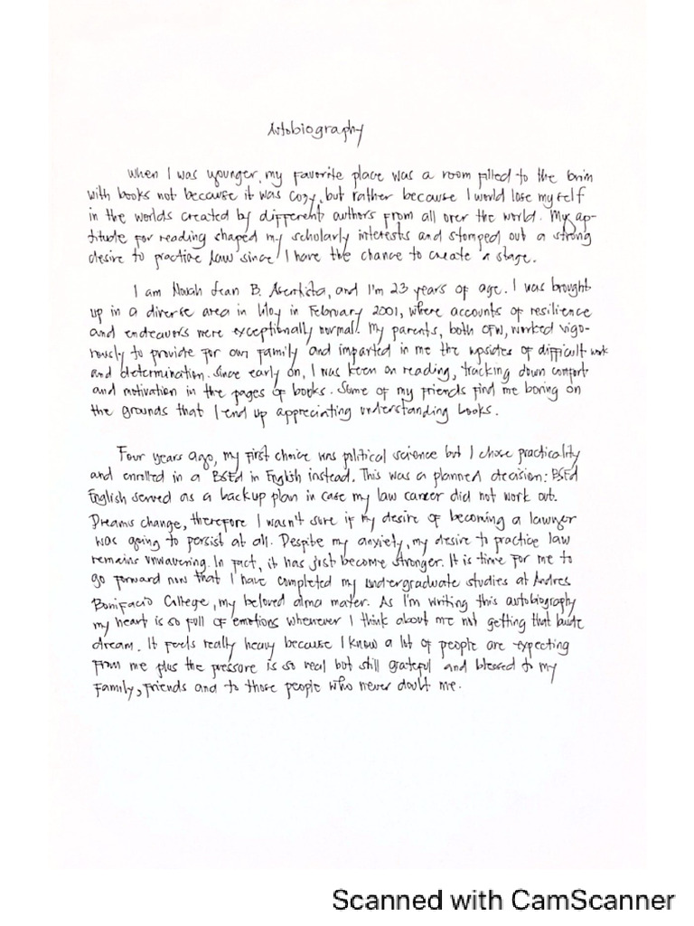 HANDWRITTEN AUTOBIOGRAPHY (WITH DECLARATION OF SOLE AUTHORSHIP) | PDF