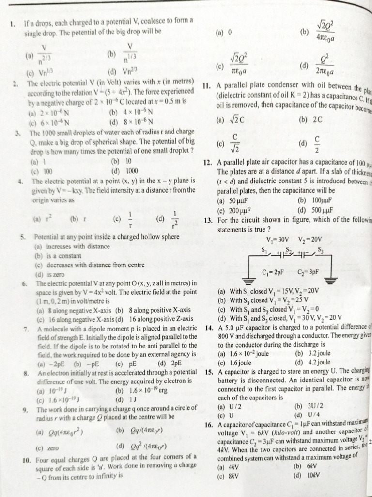 Electrostatic Potential And Capacitance Pdf