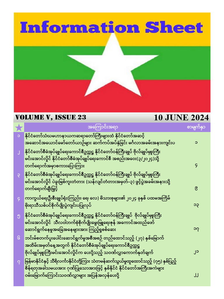 Volume V, Issue 23 Myanmar (10!6!2024) | PDF