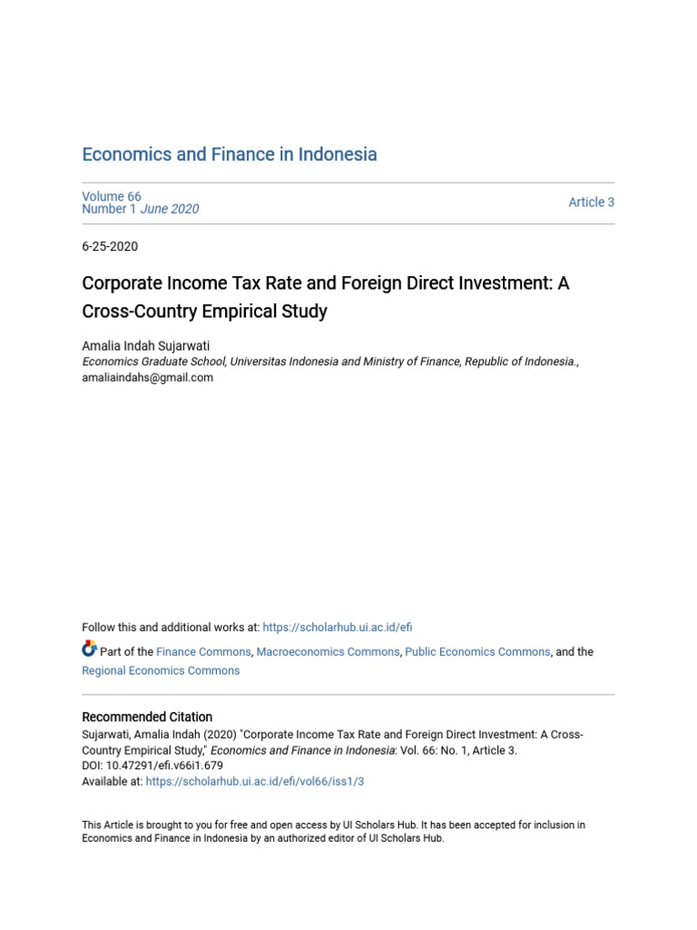 Corporate Income Tax Rate and Foreign Direct Investment - A Cross | PDF ...