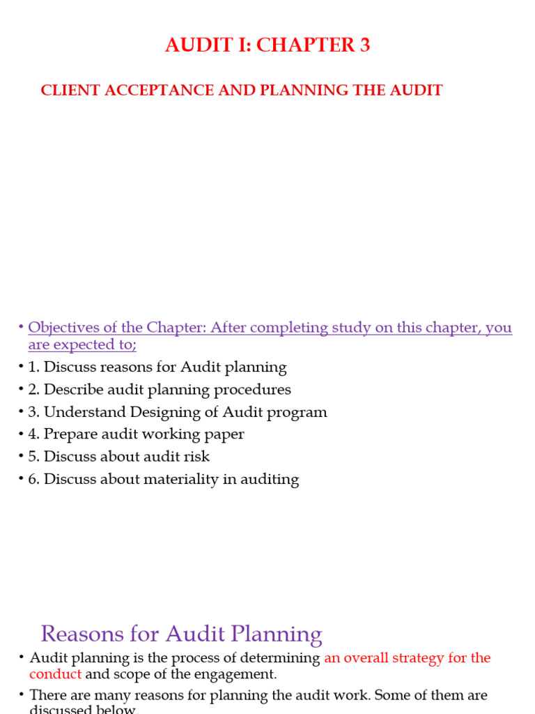 Audit Client Acceptance & Planning Guide | PDF | Audit | Internal Control
