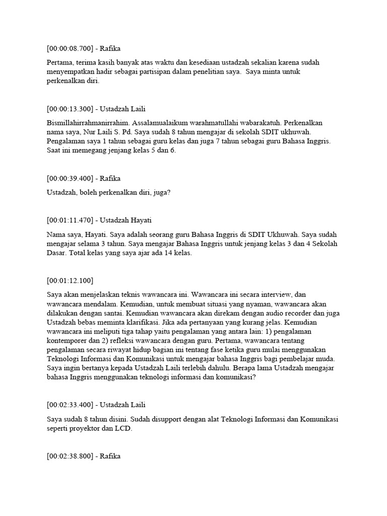 11 Script Interview Skripsi Rafika | PDF | Karier & Perkembangan