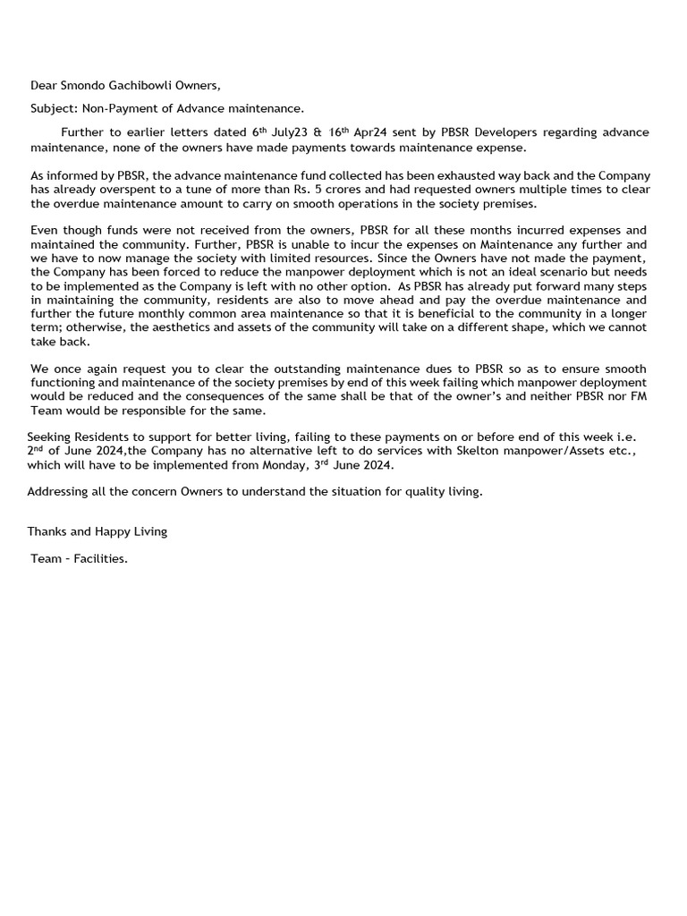 Urgent: Clear Overdue Maintenance Dues | PDF | Career & Growth