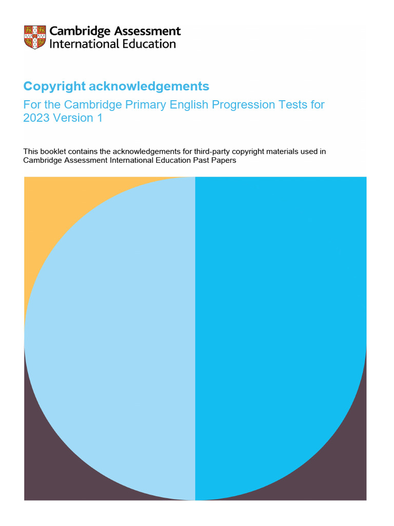 Cambridge Primary English Tests Acknowledgements | PDF | Copyright Law ...