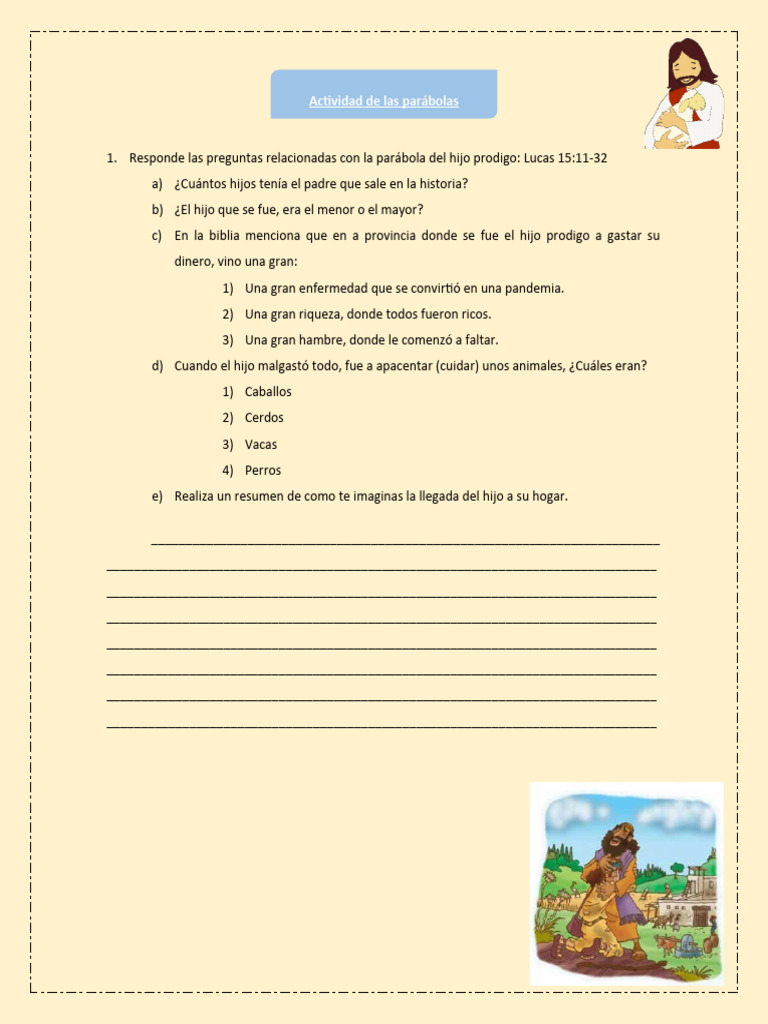 Actividad Parábolas | PDF | Parábolas de Jesús | Contenido del Nuevo ...
