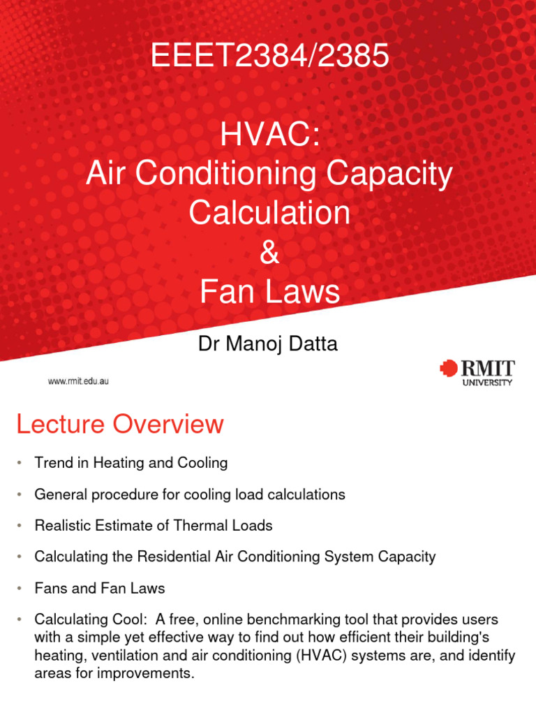 Lecture 12-HVAC-Air Conditioning Capacity Calculation and Fan Laws ...