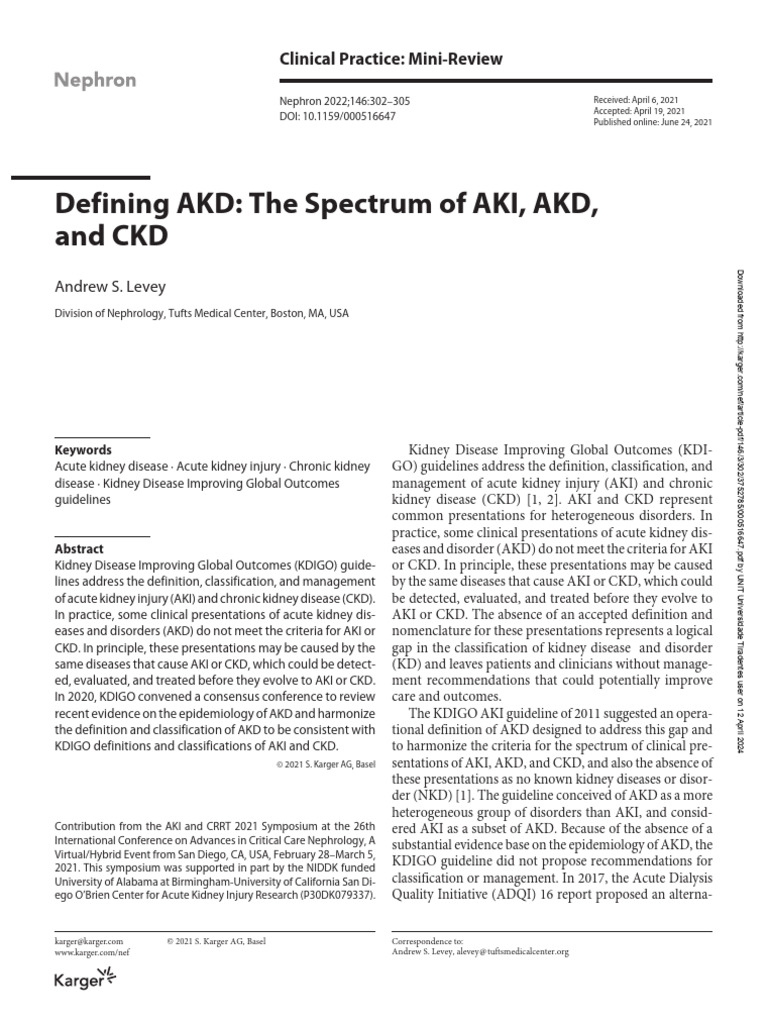 Defining AKD - The Spectrum of AKI, AKD, and CKD | PDF | Chronic Kidney ...