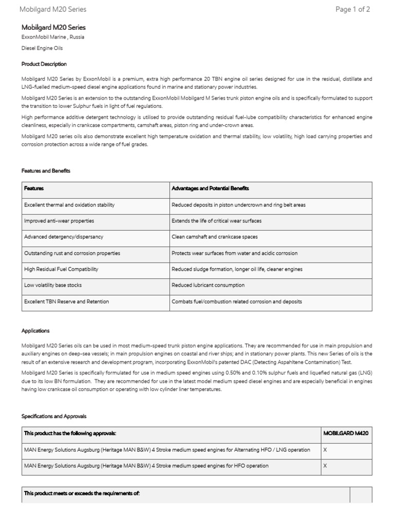 mobilgard m42о PDF | PDF | Motor Oil | Engineering
