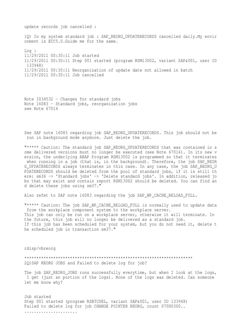 Update Records Job Cancelled | Download Free PDF | Computer Data ...