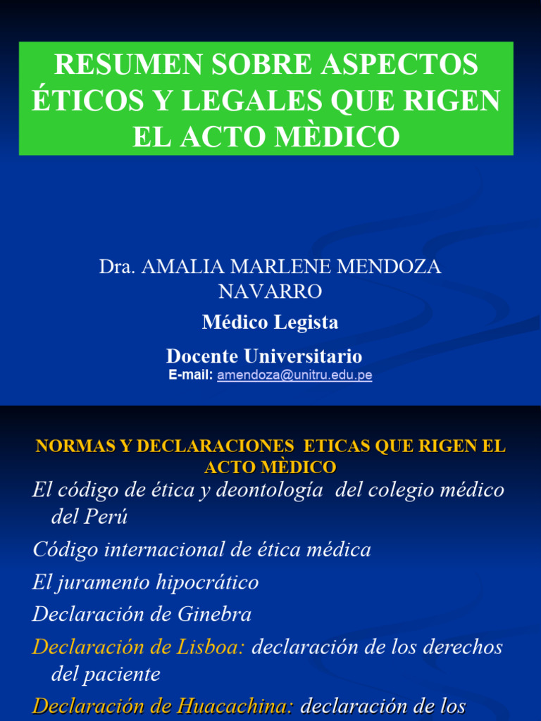 Resumen Sobre Aspectos Eticos y Legales Del Acto Mèdico | PDF | Historial médico ...