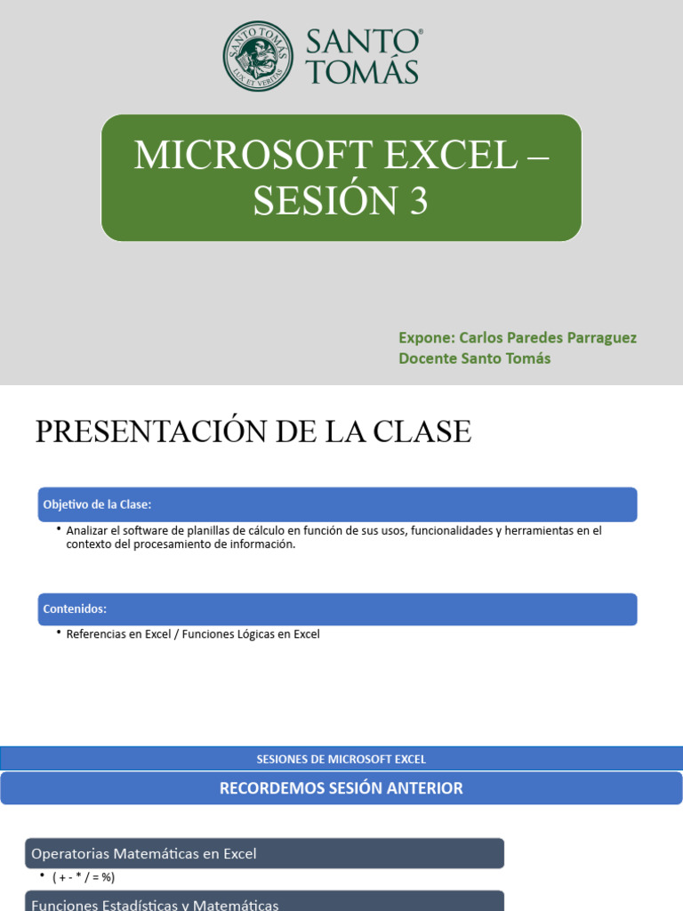 Clase 3 - Referencias y Funciones Condicionales en Excel - 2024 | Descargar gratis PDF ...