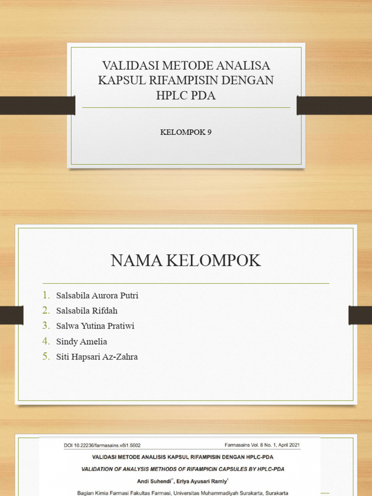 Validasi Metode Analisa Kapsul Rifampisin Dengan HPLC Pda | PDF