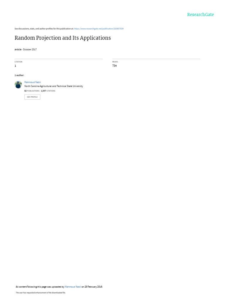 Random Projection and Its Applications | PDF | Matrix (Mathematics ...