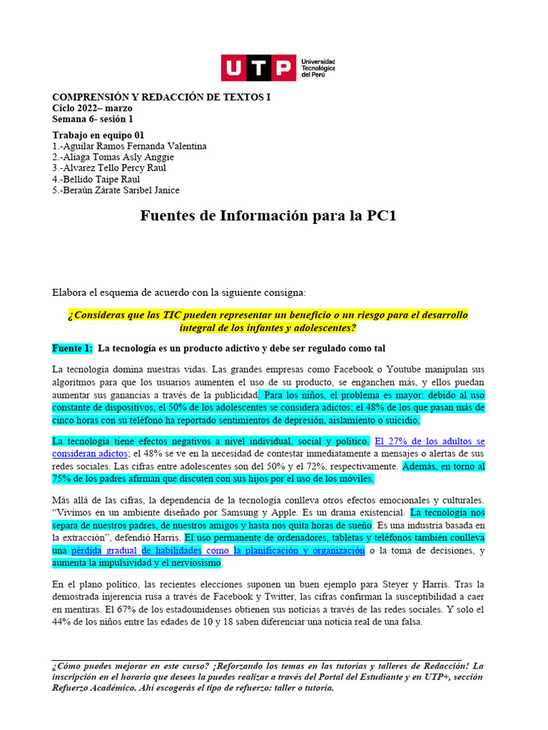SO6 S1-Esquema para PC1 Grupo 01 | PDF | Tecnología de información y comunicaciones | Enseñando