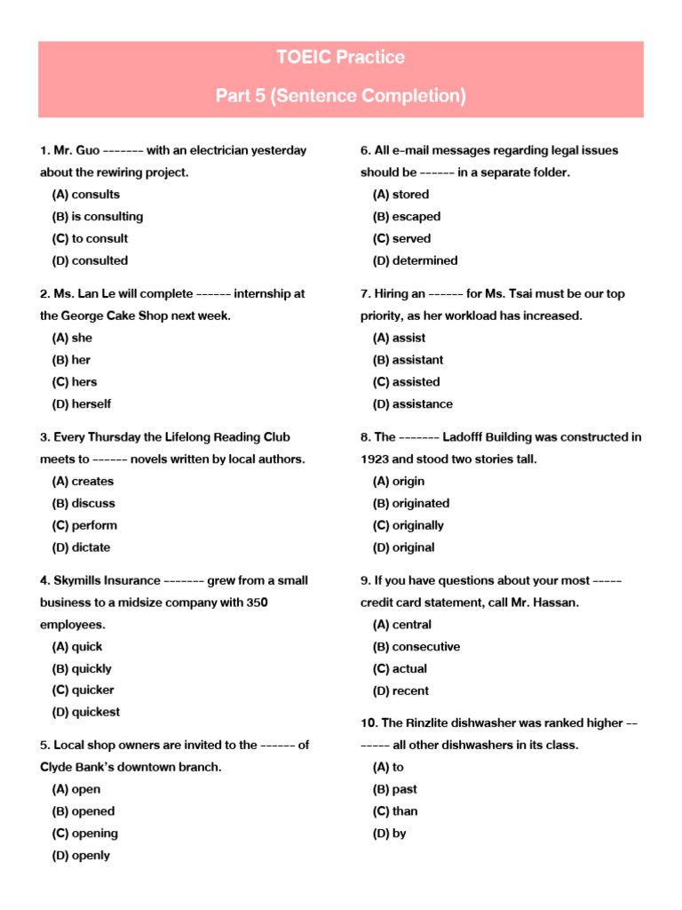 TOEIC Practice | PDF