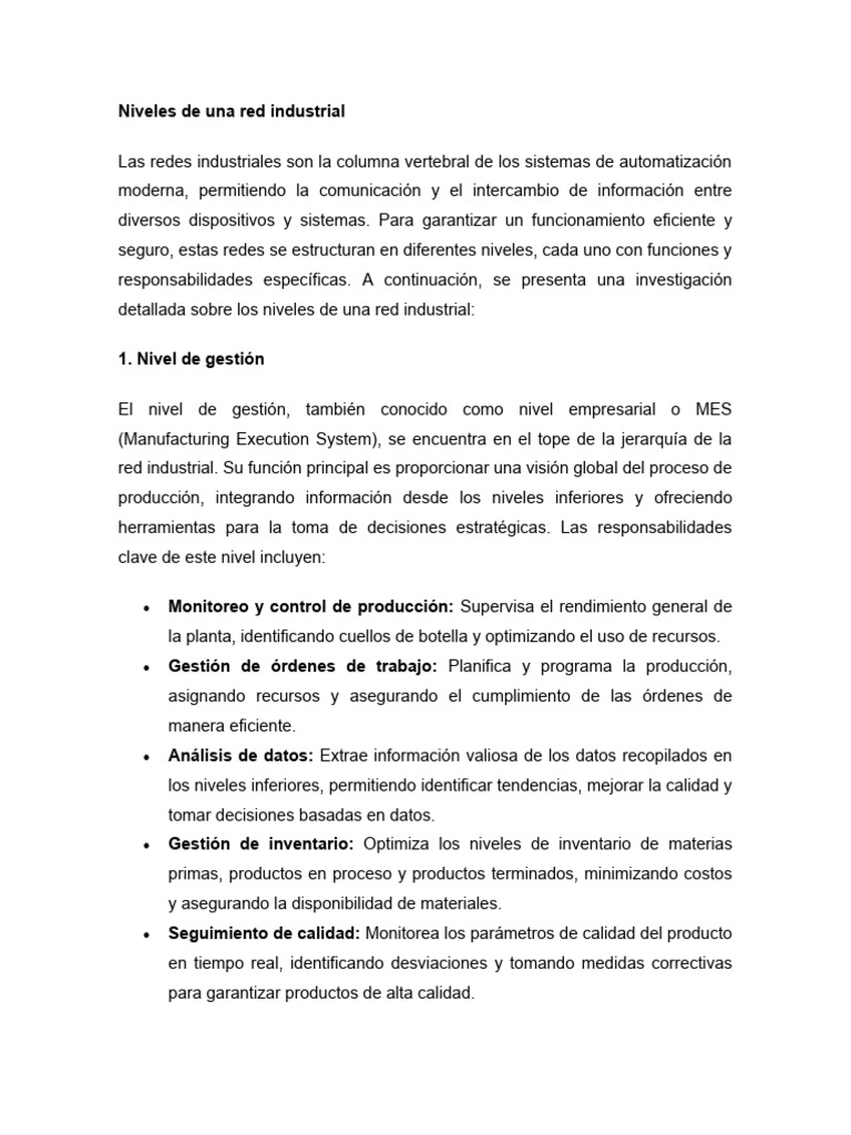 Niveles de Redes Industriales Explicados | PDF | Scada | Informática
