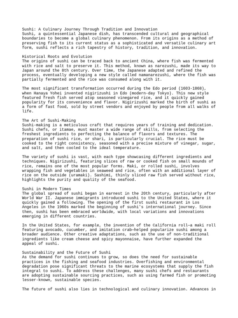 Sushi Pdf Sushi Cuisine