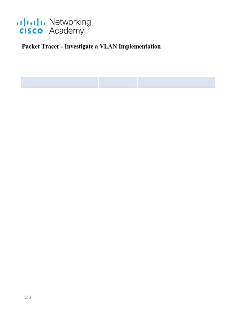 VLAN Implementation Packet Tracer Guide | PDF | Network Switch ...