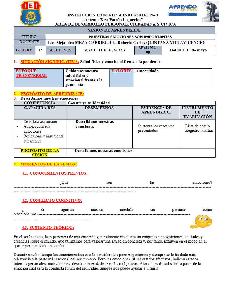 MODULO DPCC 1ro. SEMANA 09 | PDF | Las emociones | Ira