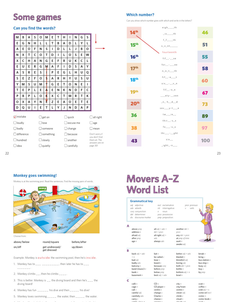 Movers Wordlist Picture Book Activities | PDF | Adverb | Morphology