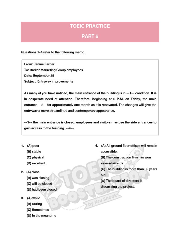 TOEIC PRACTICE Part 6 | PDF | Business