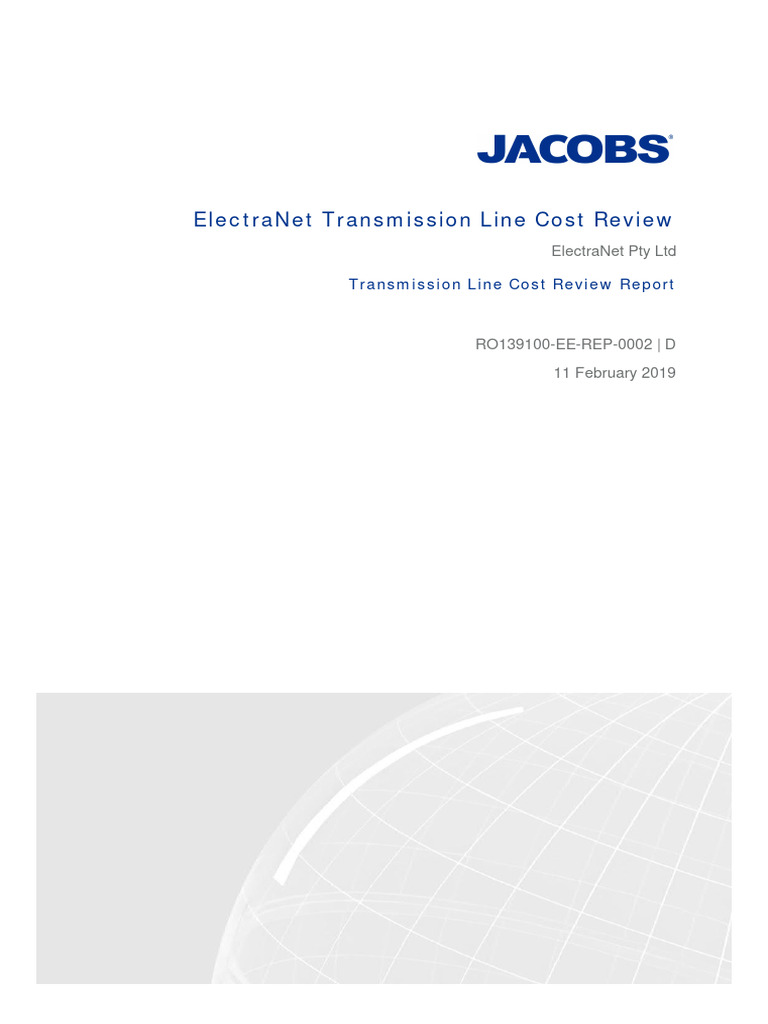 ElectraNet Transmission Line Cost Review Jacobs | PDF | Electric Power ...